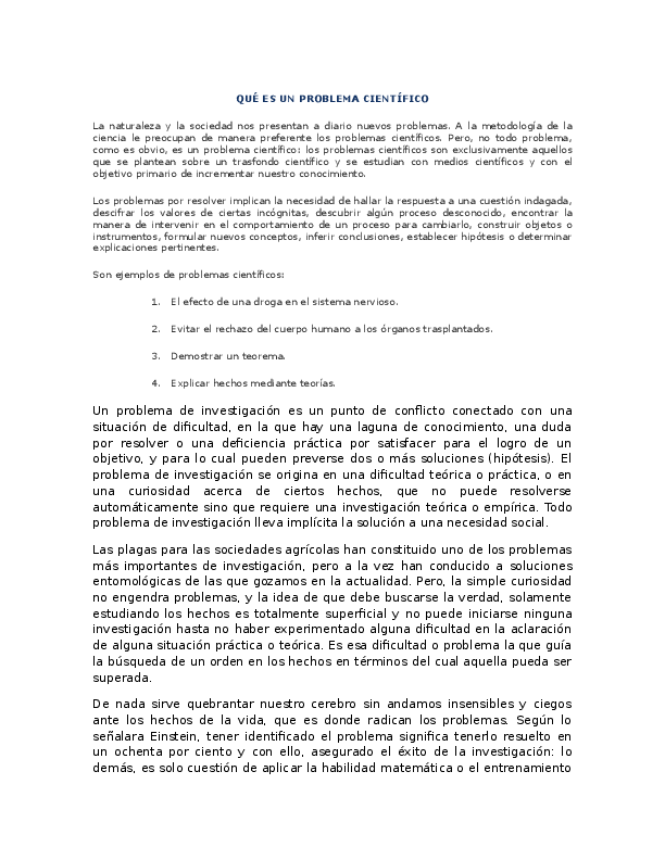 (DOC) QUÉ ES UN PROBLEMA CIENTÍFICO