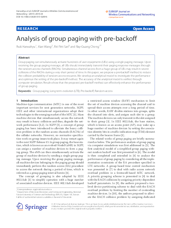 (PDF) Analysis of group paging with pre-backoff