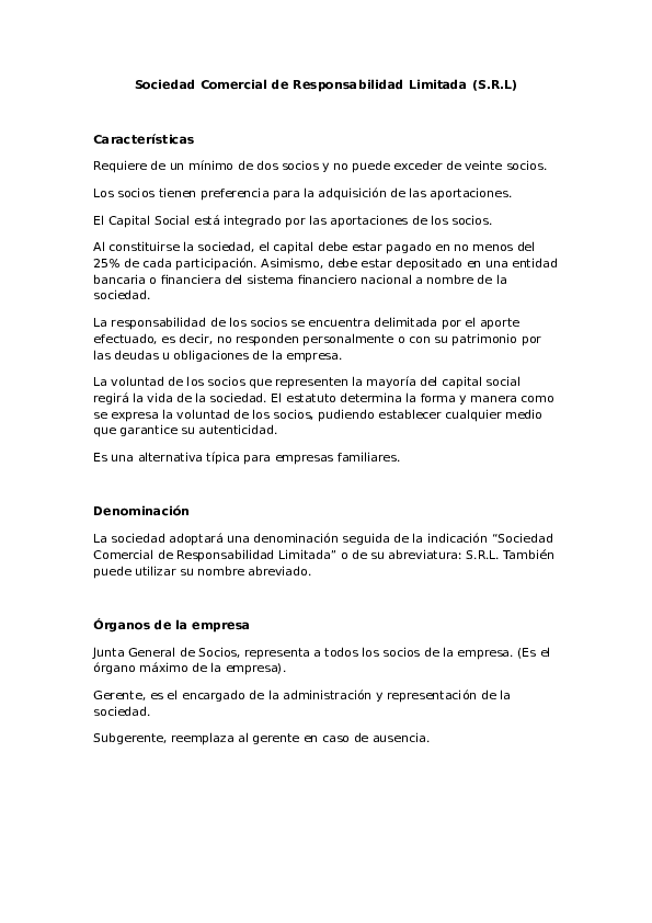(DOC) Sociedad Comercial de Responsabilidad Limitada