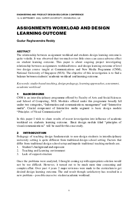 (PDF) Assignments Workload and Design Learning Outcome