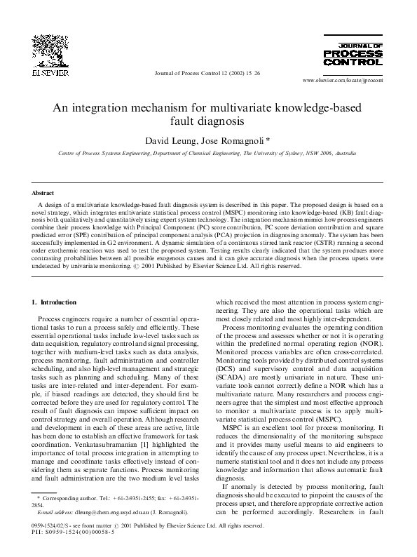 (PDF) An integration mechanism for multivariate knowledge-based fault diagnosis