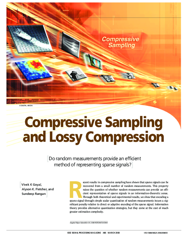 (PDF) Compressive Sampling and Lossy Compression