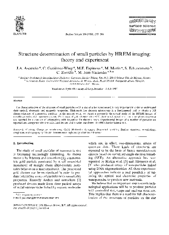 (PDF) Structure determination of small particles by HREM imaging ...