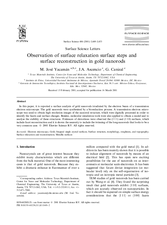 (PDF) Observation of surface relaxation surface steps and surface ...