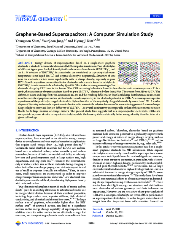 (PDF) Graphene-Based Supercapacitors: A Computer Simulation Study