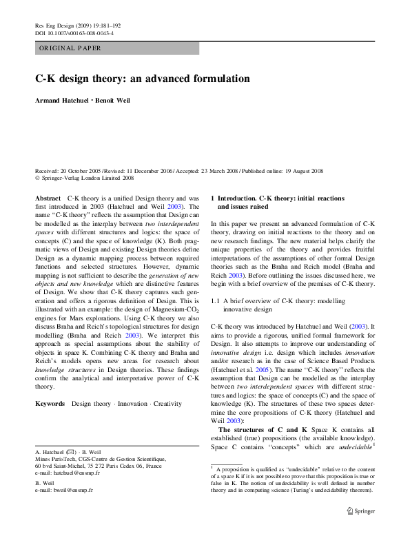 (PDF) CK design theory: an advanced formulation
