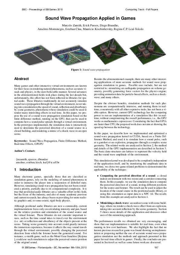 (PDF) Sound Wave Propagation Applied in Games