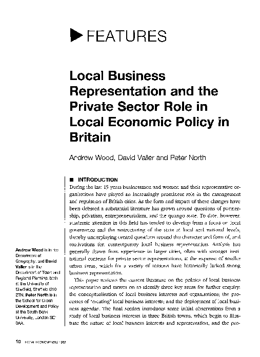 (PDF) Local business representation and the private sector role in ...