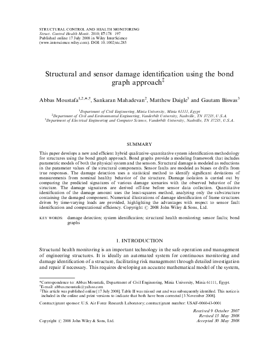 (PDF) Structural and sensor damage identification using the bond graph ...