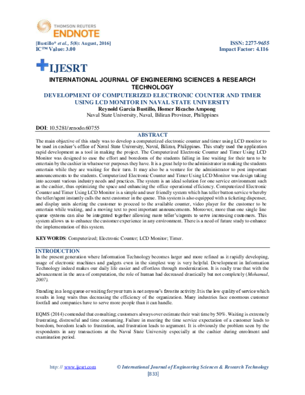 (PDF) DEVELOPMENT OF COMPUTERIZED ELECTRONIC COUNTER AND TIMER USING ...