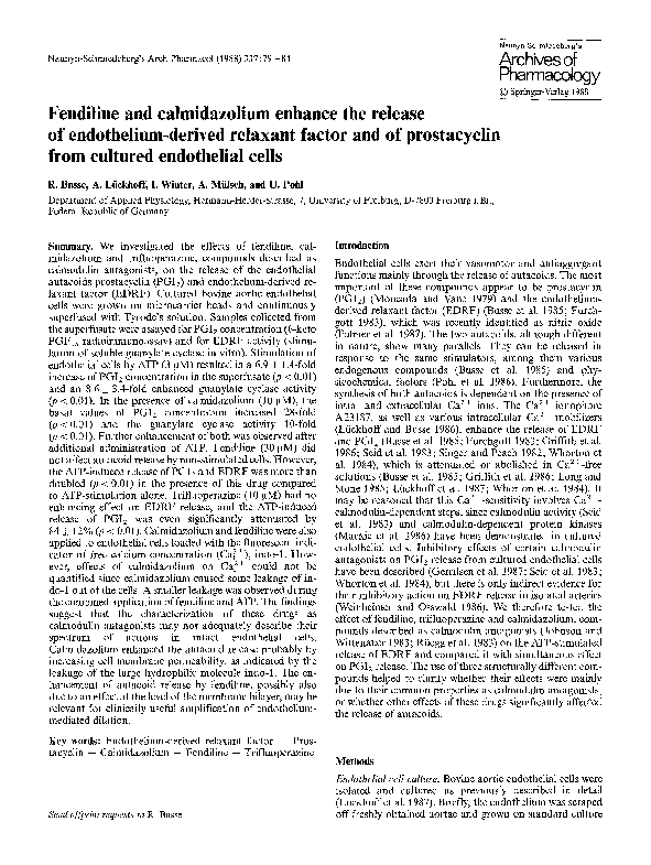 (PDF) Fendiline and calmidazolium enhance the release of endothelium ...