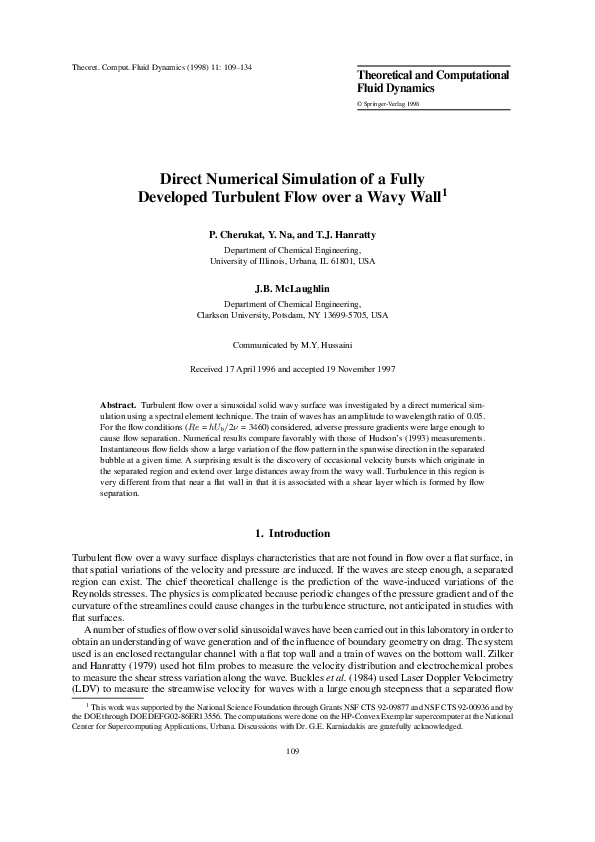 (PDF) Direct Numerical Simulation of Fully-Developed Turbulent Channel Flow Using the Lattice ...