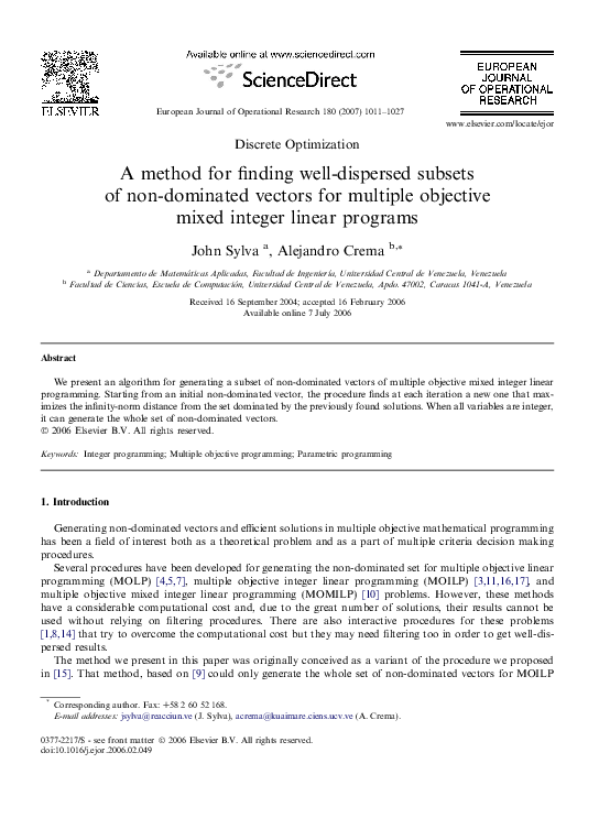 (PDF) A method for finding well-dispersed subsets of non-dominated vectors for multiple ...