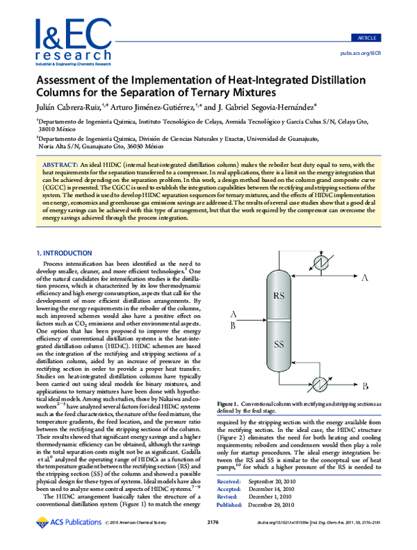 (PDF) Assessment of the Implementation of Heat-Integrated Distillation ...