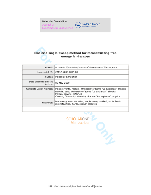 (PDF) Modified single sweep method for reconstructing free-energy ...