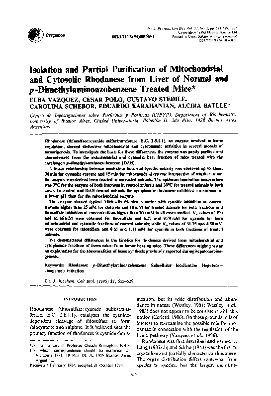 (PDF) Isolation and partial purification of mitochondrial and cytosolic ...