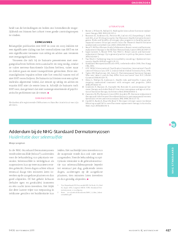 (PDF) Addendum bij de NHG-Standaard Dermatomycosen | Masja Loogman ...