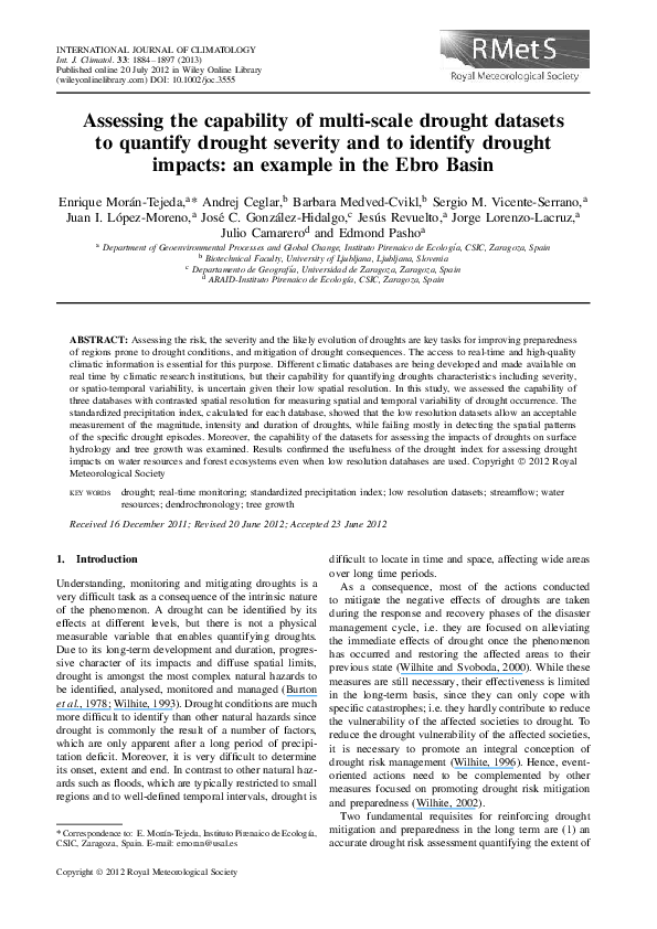 Pdf Assessing The Capability Of Multi Scale Drought Datasets To Quantify Drought Severity And