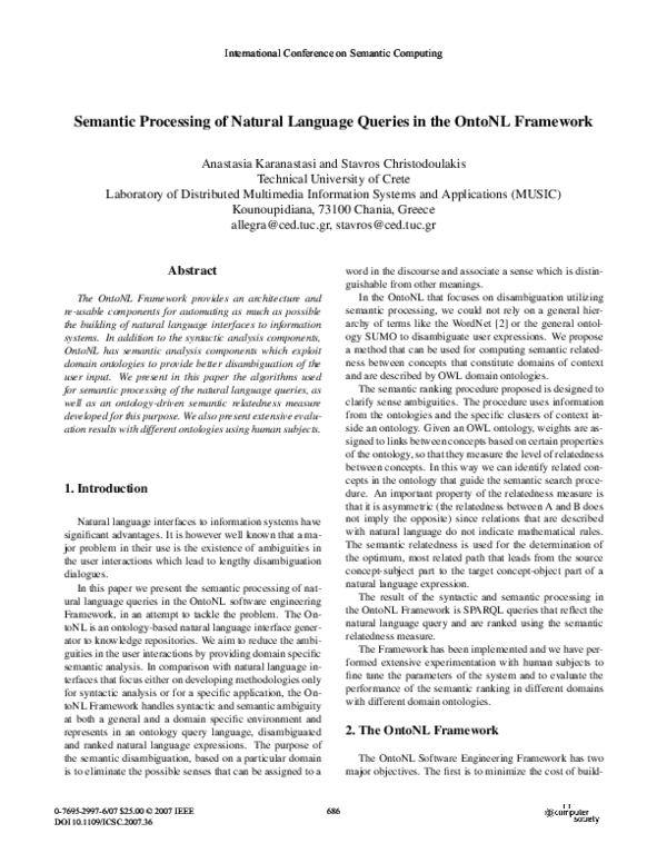 (PDF) Semantic Processing of Natural Language Queries in the OntoNL Framework