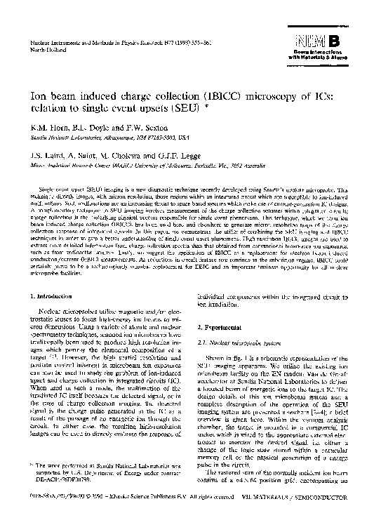 (PDF) Ion beam induced charge collection (IBICC) microscopy of ICs ...