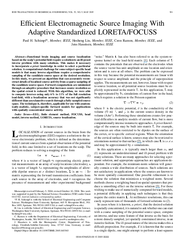 (PDF) Efficient electromagnetic source imaging with adaptive standardized LORETA/FOCUSS
