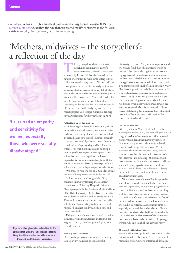(PDF) Mothers, midwives--the storytellers': a reflection of the day