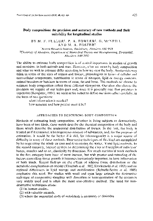 (PDF) Body composition: the precision and accuracy of new methods and ...
