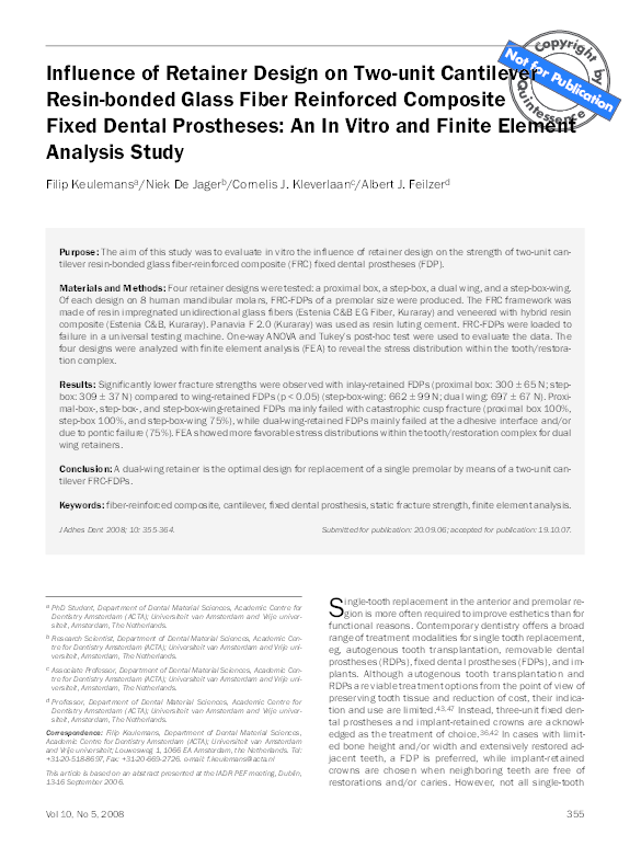 (PDF) Influence of retainer design on two-unit cantilever resin-bonded ...