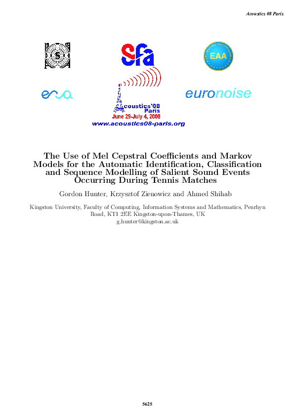 (PDF) The Use of Mel Cepstral Coefficients and Markov Models for the Automatic Identification ...