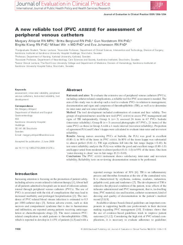 (PDF) A new reliable tool (PVC assess) for assessment of peripheral ...