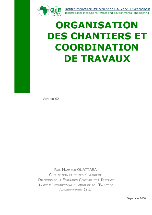 organisation de chantier de construction pdf