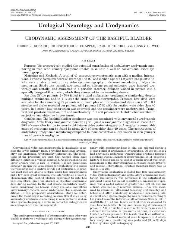 (PDF) URODYNAMIC ASSESSMENT OF THE BASHFUL BLADDER