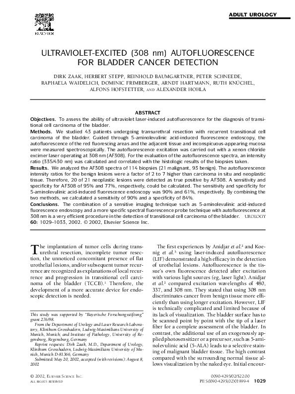 (PDF) Ultraviolet-excited (308 nm) autofluorescence for bladder cancer ...