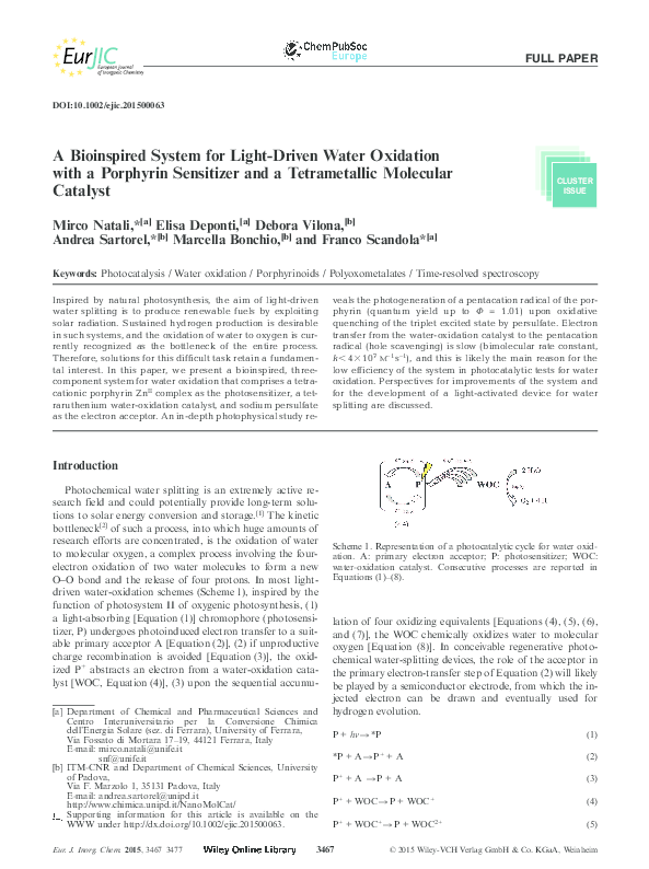 (PDF) A Bioinspired System for Light-Driven Water Oxidation with a ...
