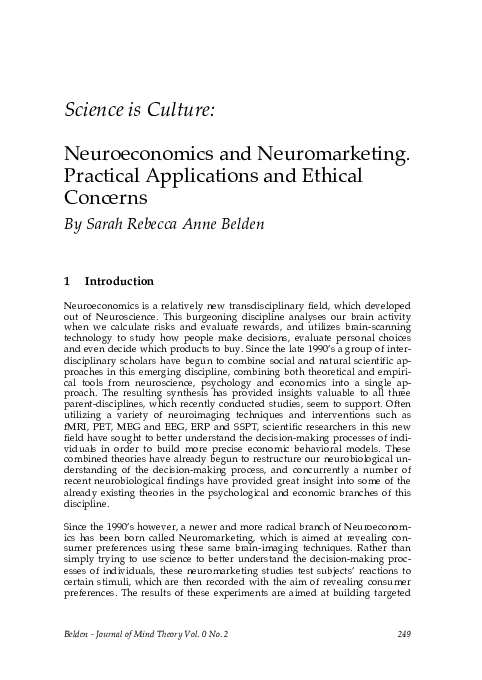 (PDF) Science is Culture: Neuroeconomics and Neuromarketing. Practical ...