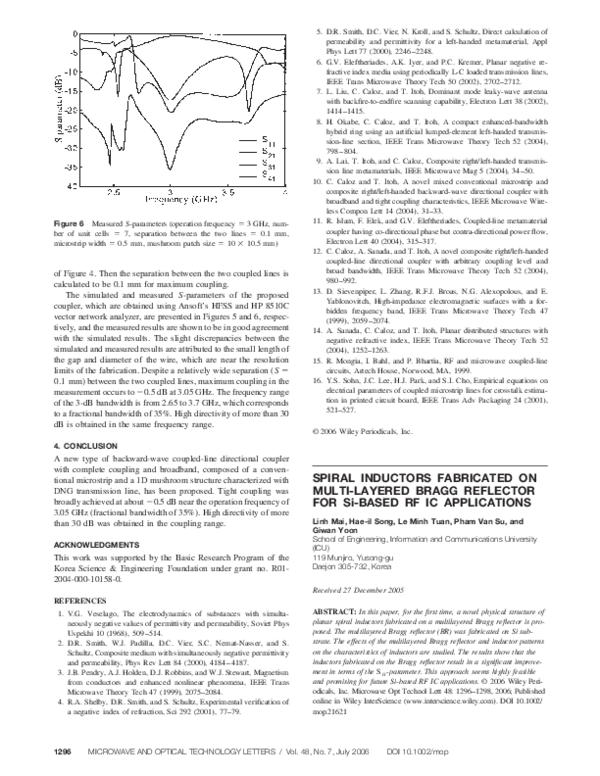(PDF) Spiral inductors fabricated on multi-layered Bragg reflector for ...