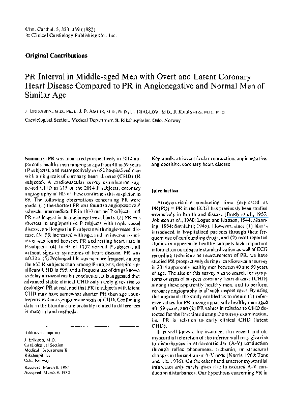 (PDF) PR Interval in middle-aged men with overt and latent coronary ...