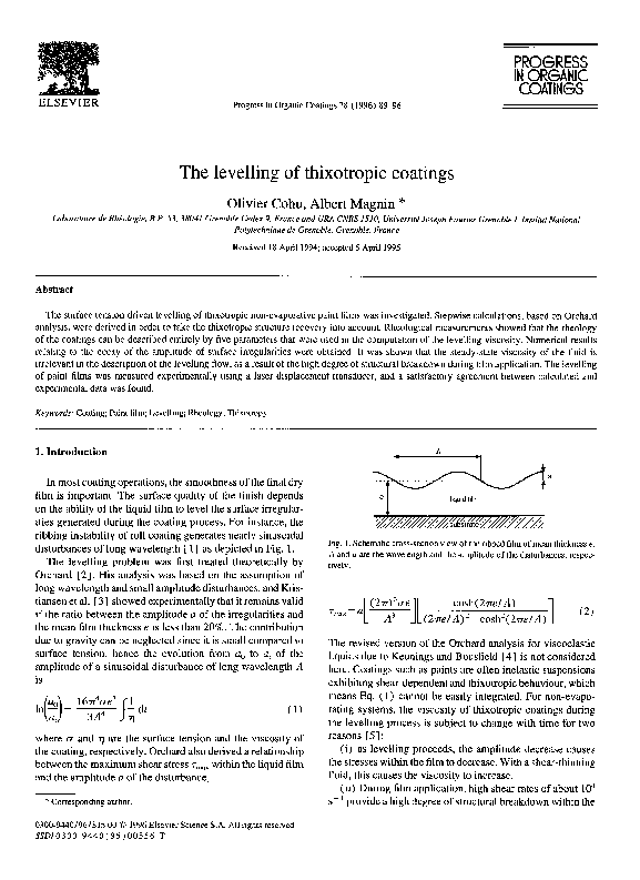 (PDF) The levelling of thixotropic coatings