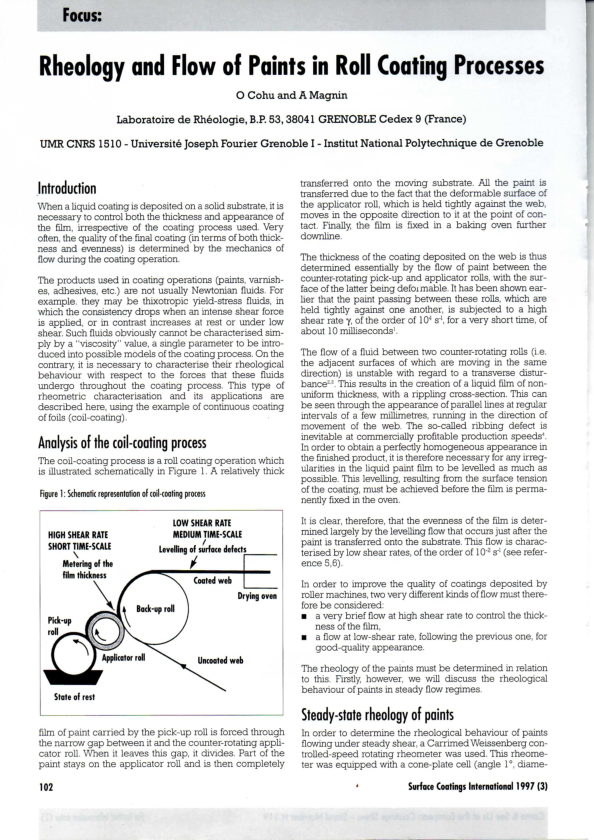 (PDF) Rheology and flow of paints in roll coating processes