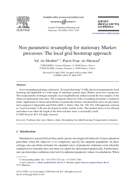 (PDF) Non parametric resampling for stationary Markov processes: The local grid bootstrap approach