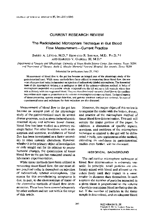 (PDF) The radiolabeled microsphere technique in gut blood flow ...