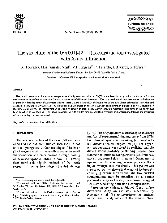 (PDF) The structure of the Ge(001)-(2 × 1) reconstruction investigated ...