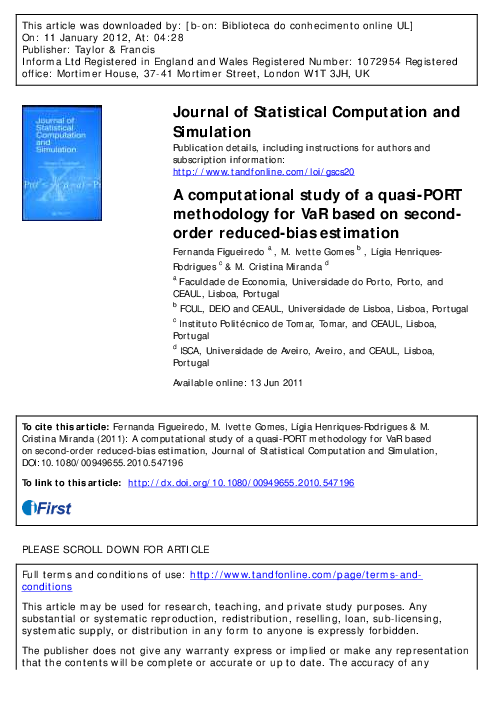 (PDF) A computational study of a quasi-PORT methodology for VaR based on second-order reduced ...