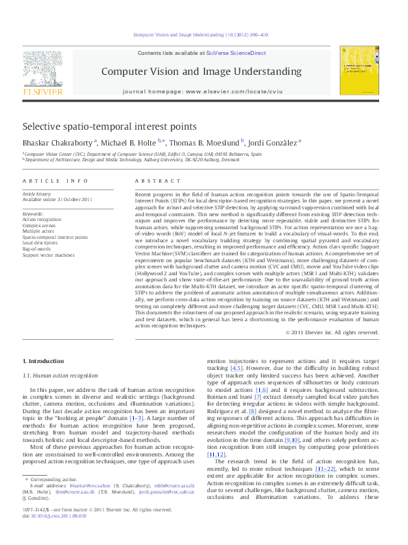 Pdf Selective Spatio Temporal Interest Points