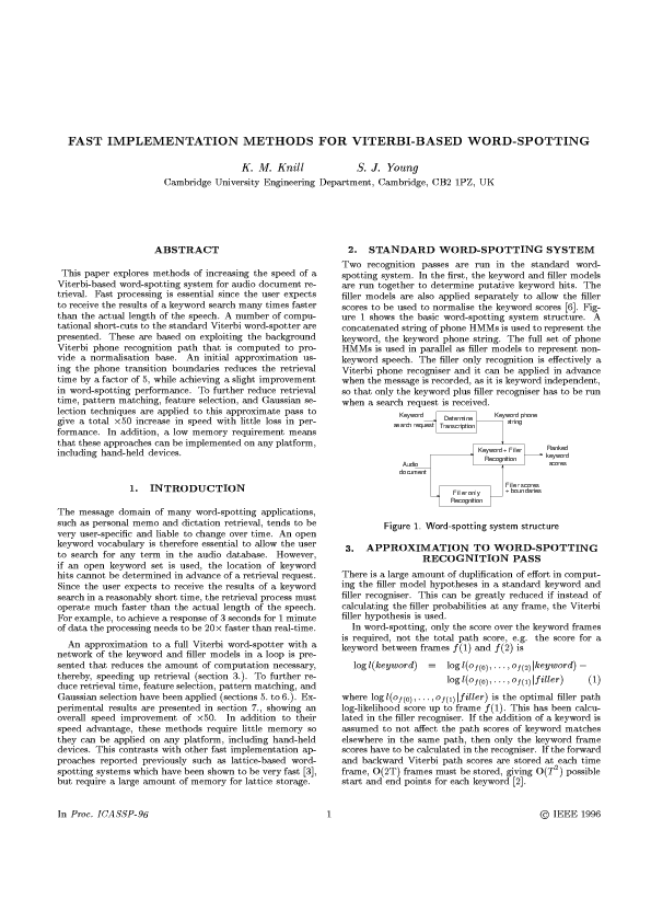 (PDF) Fast implementation methods for Viterbi-based word-spotting