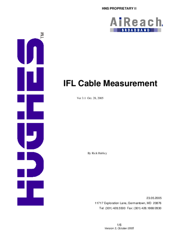 (PDF) HNS PROPRIETARY II IFL Cable Measurement HNS PROPRIETARY II 2/6 ...