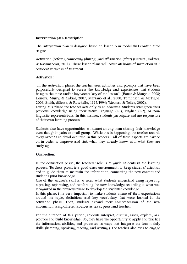 (DOC) Intervention plan Description