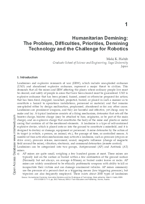 (PDF) Humanitarian demining: The problem, difficulties, priorities ...