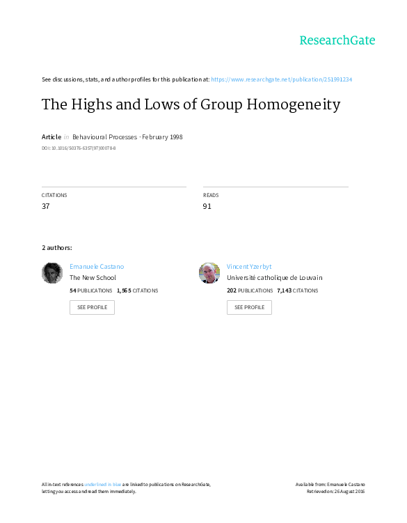 (PDF) The highs and lows of group homogeneity