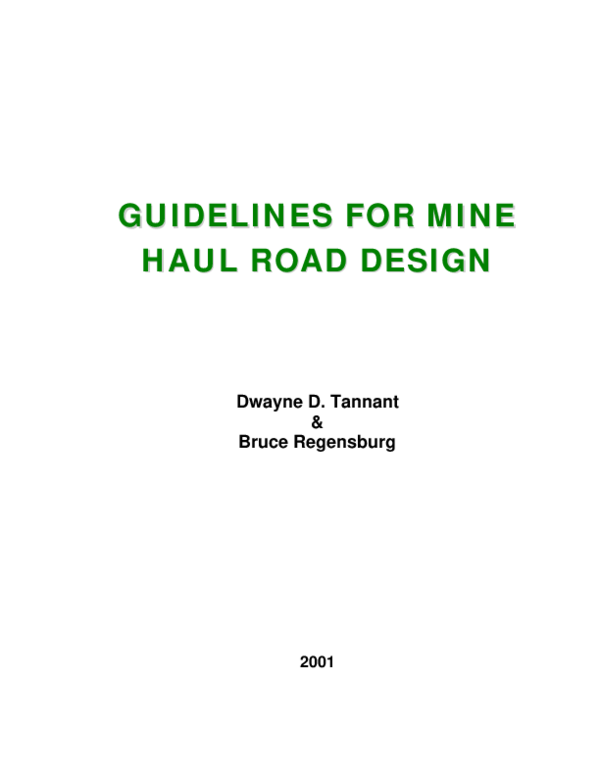 (PDF) Haul Road Design Guidelines